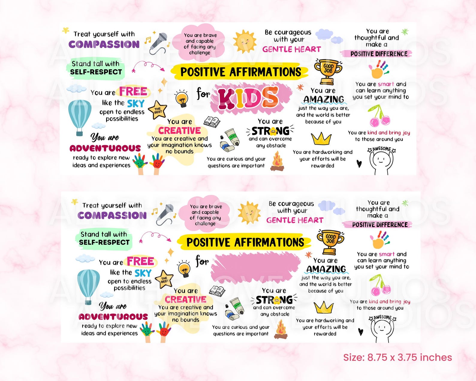 Positive Affirmations for Kids: Mug Sublimation Design (digital ...