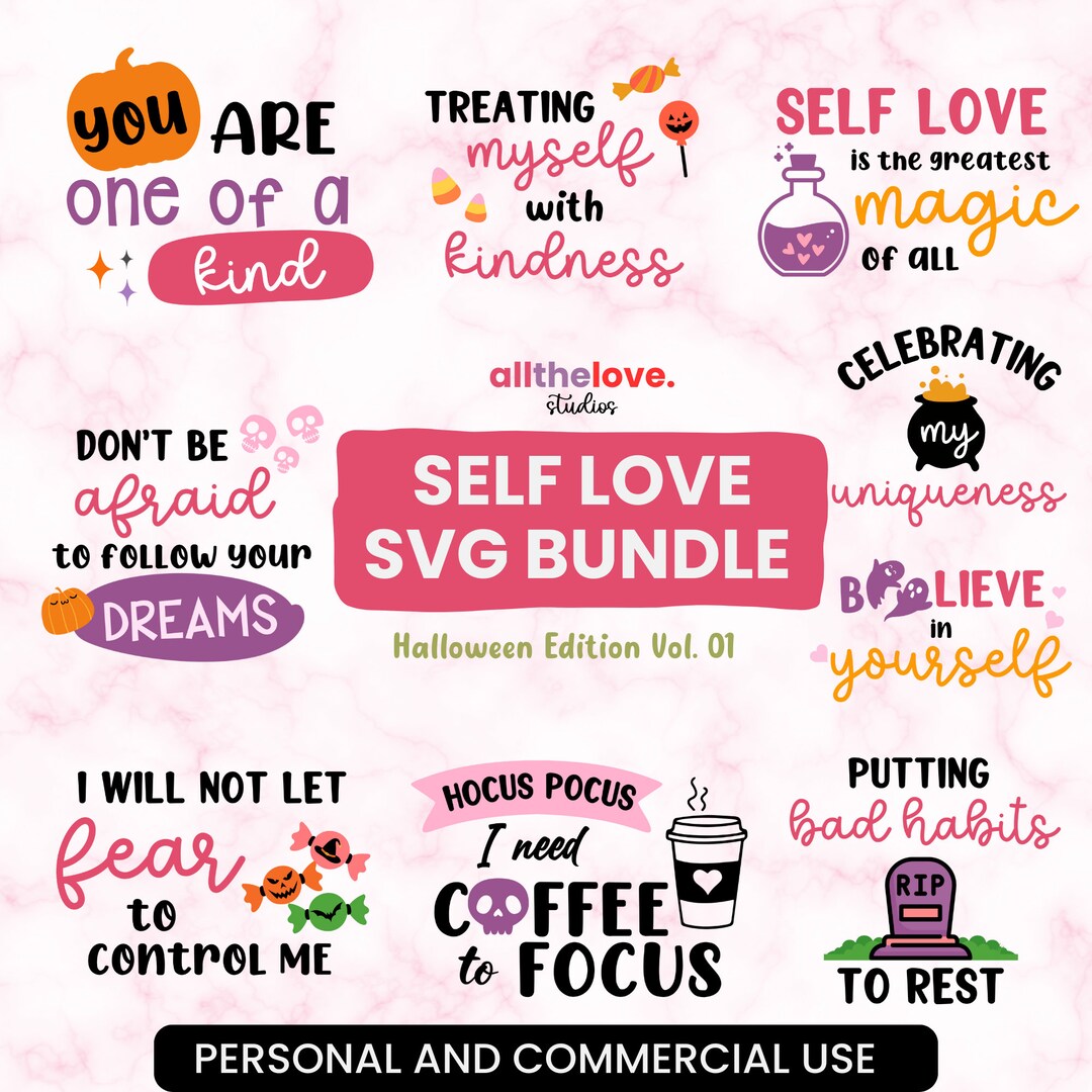 Halloween Ghost SVG Bundle, Self Love Quotes (digital Download) - Etsy
