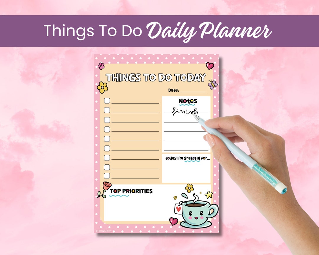 Daily Things to Do Planner Printable Daily Planner Digital - Etsy