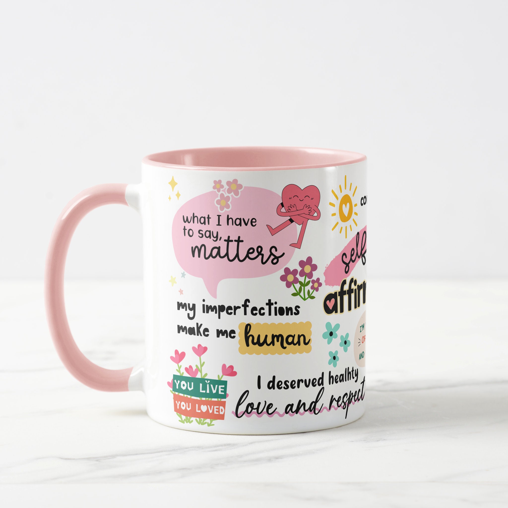 Self-loving Affirmations Mug Design: Motivational Coffee Mug (digital ...