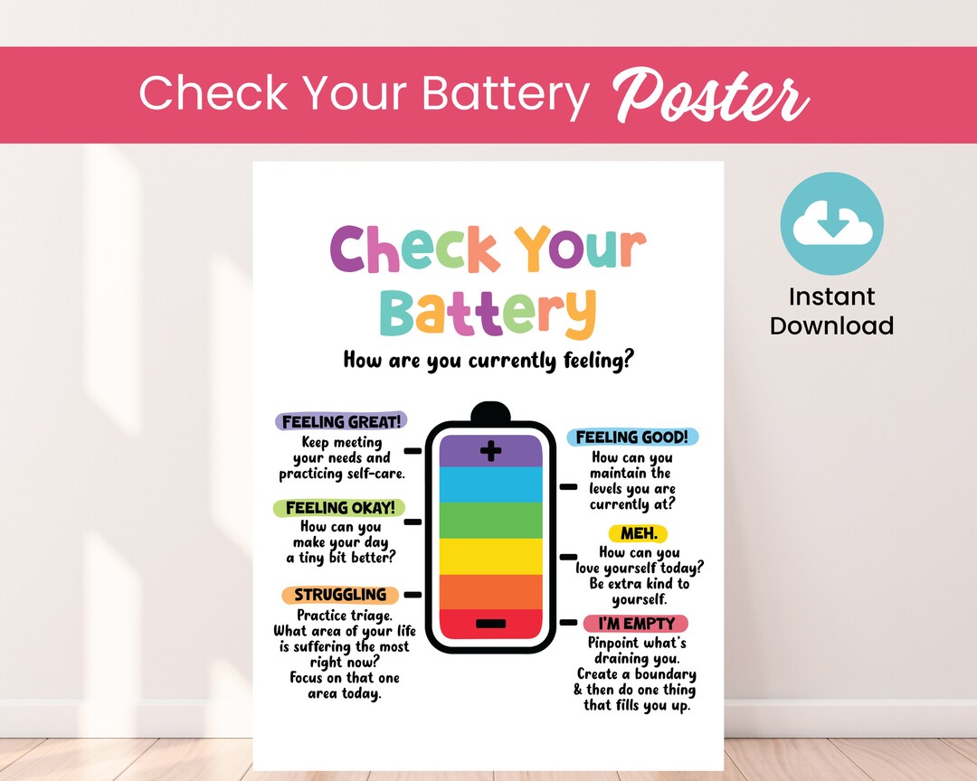 Check Your Battery Poster Feelings Chart Zones of - Etsy UK