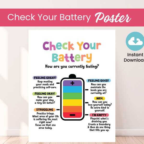 Check Your Battery Poster - Etsy