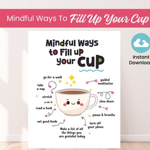 Mindful Ways to Fill Your Cup Poster: Mental Health Art (digital ...