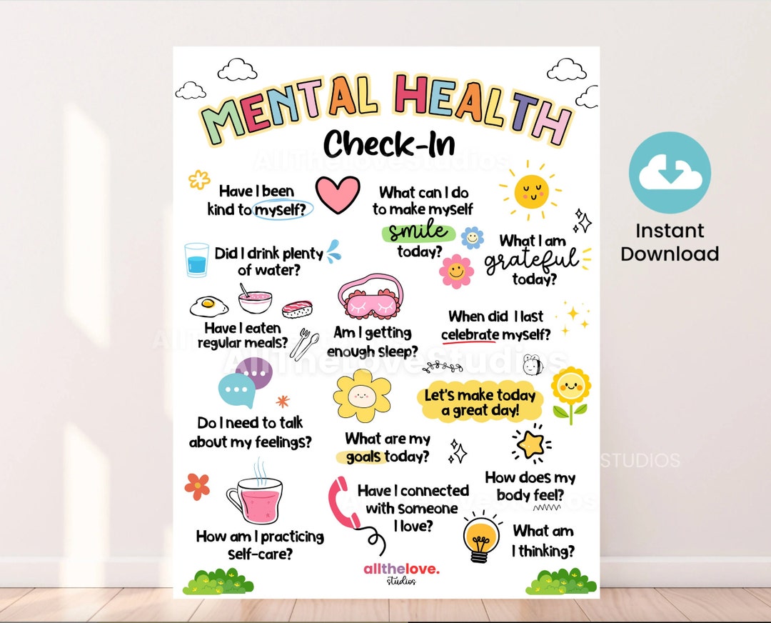 Mental Health Check in Poster, Mental Health Poster, Therapy Office ... Mental Health Check in Poster, Mental Health Poster, Therapy Office ...