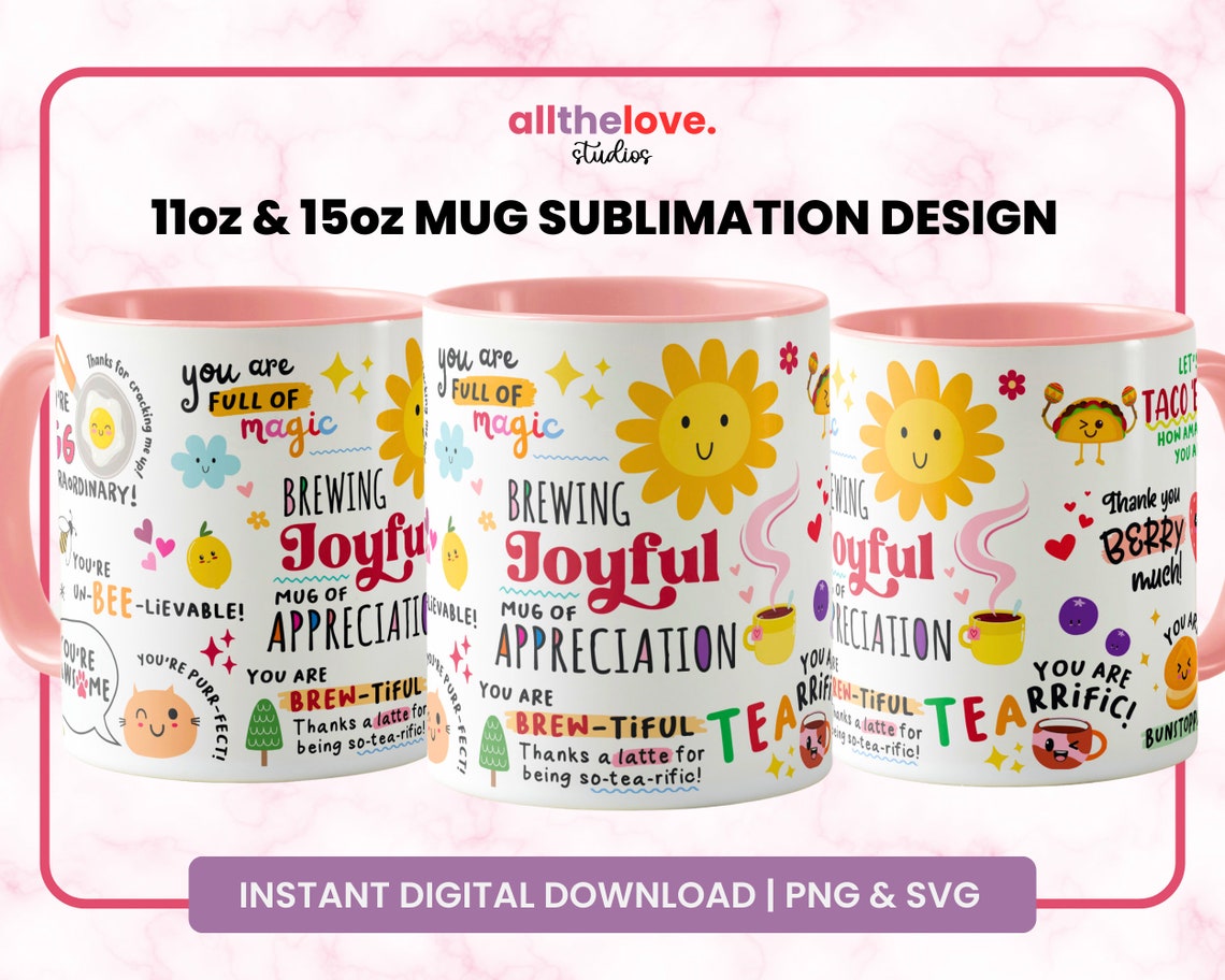 Appreciation Coffee Mug: Positivity Design, Thank You Gift (SVG PNG) - Etsy