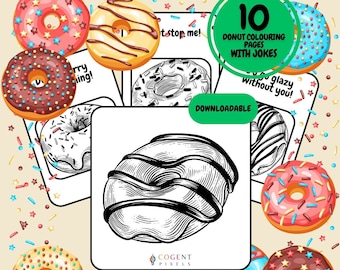 20 Donut Printable Coloring Pages Digital Download - Etsy