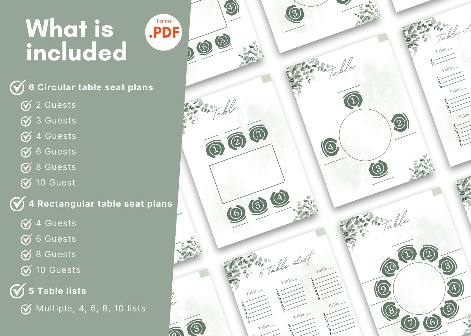 Printable Floral Wedding Seating Plan | Seat Map | Event Table Seating ...