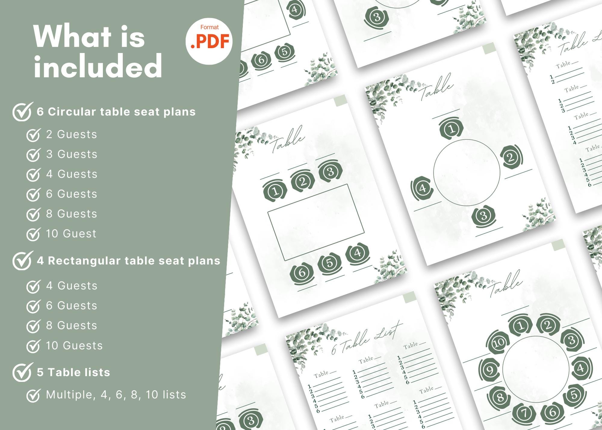 Printable Floral Wedding Seating Plan | Seat Map | Event Table Seating ...