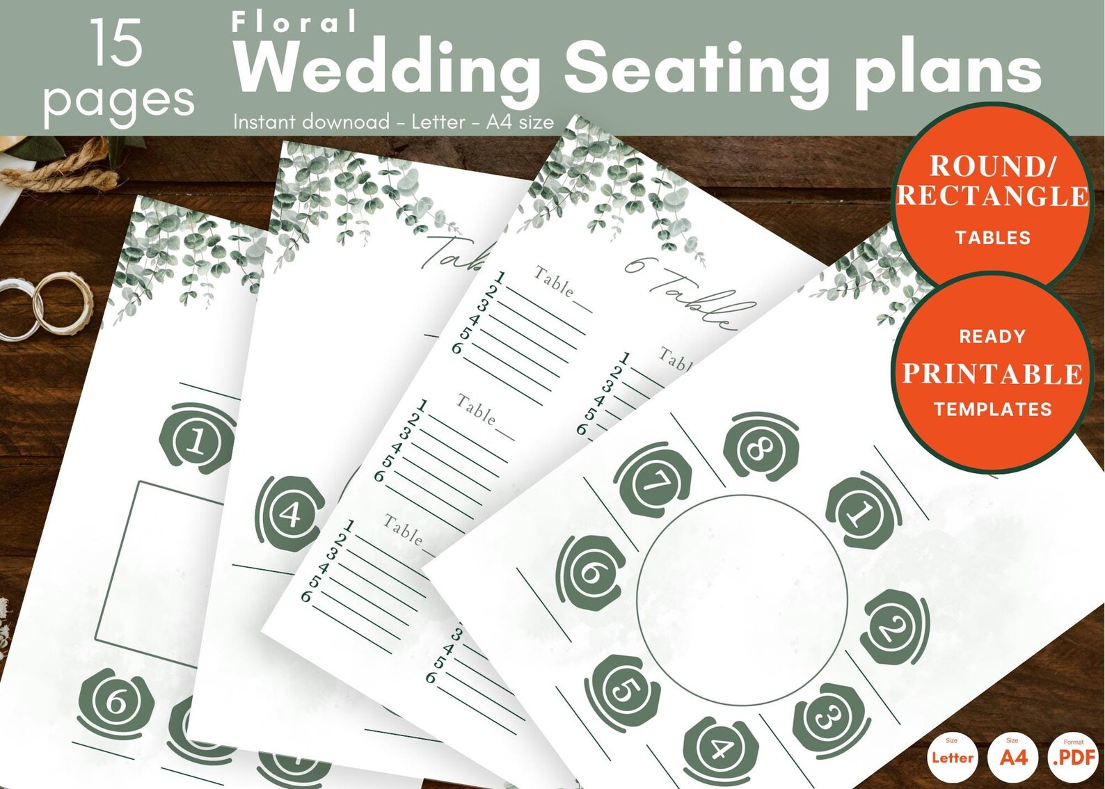 Printable Floral Wedding Seating Plan | Seat Map | Event Table Seating ...