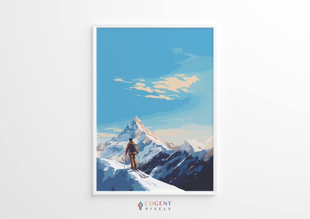 Skiing on the Alps Printable Art | Women Skiers | Ski Poster | Retro ...