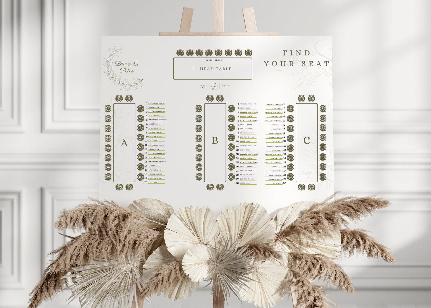 Editable Visual Wedding Seating Chart Template | Head Table Plans ...