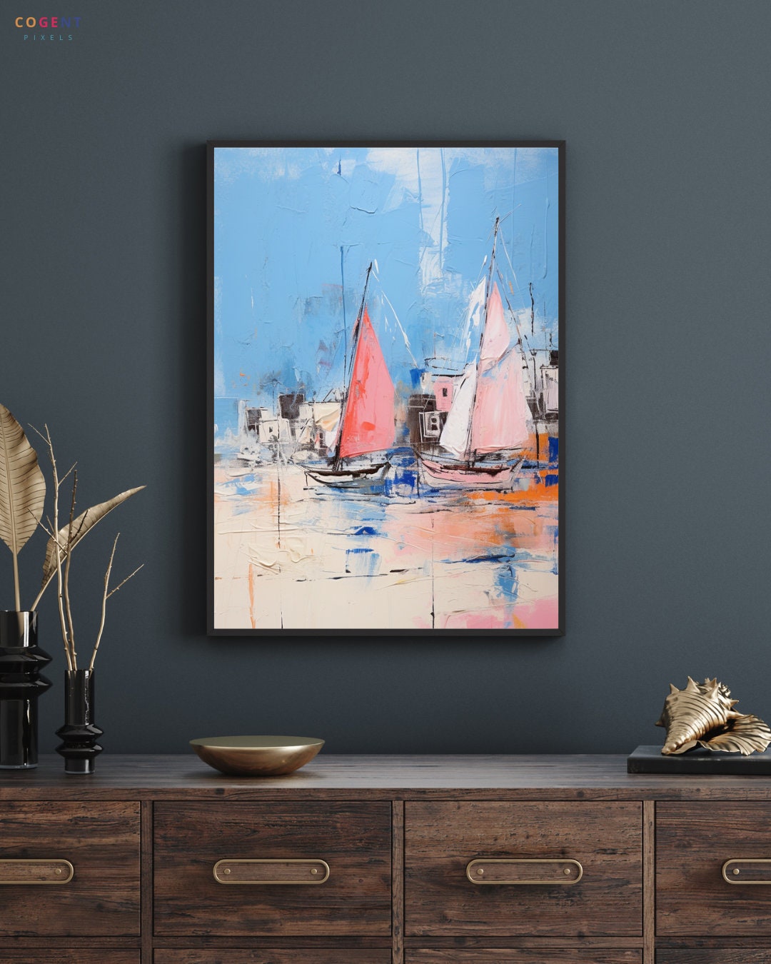Sailing Girly Apartment Printable Wall Art Abstract Coastal Painting ...