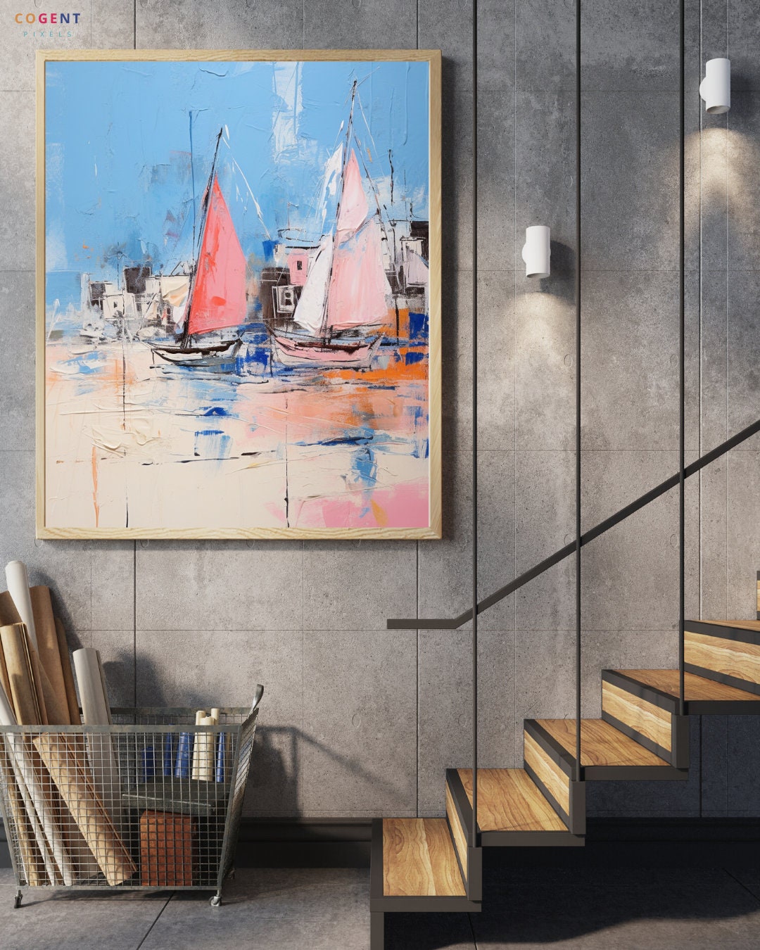 Sailing Girly Apartment Printable Wall Art Abstract Coastal Painting ...