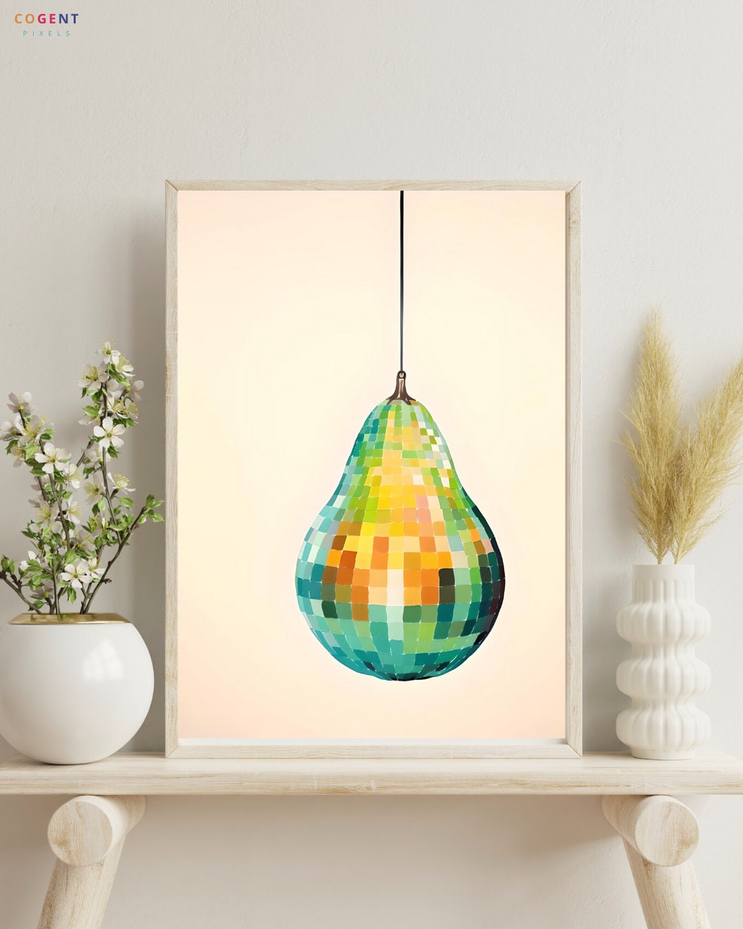 Disco Pear Ball Printable Art, Disco Ball Print, Trendy Wall Art, Girly ...