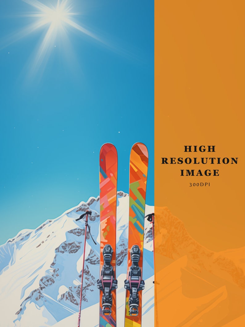 Multi Colour Ski in Snow Art | Women Skiers | Ski Poster | Retro Prints ...