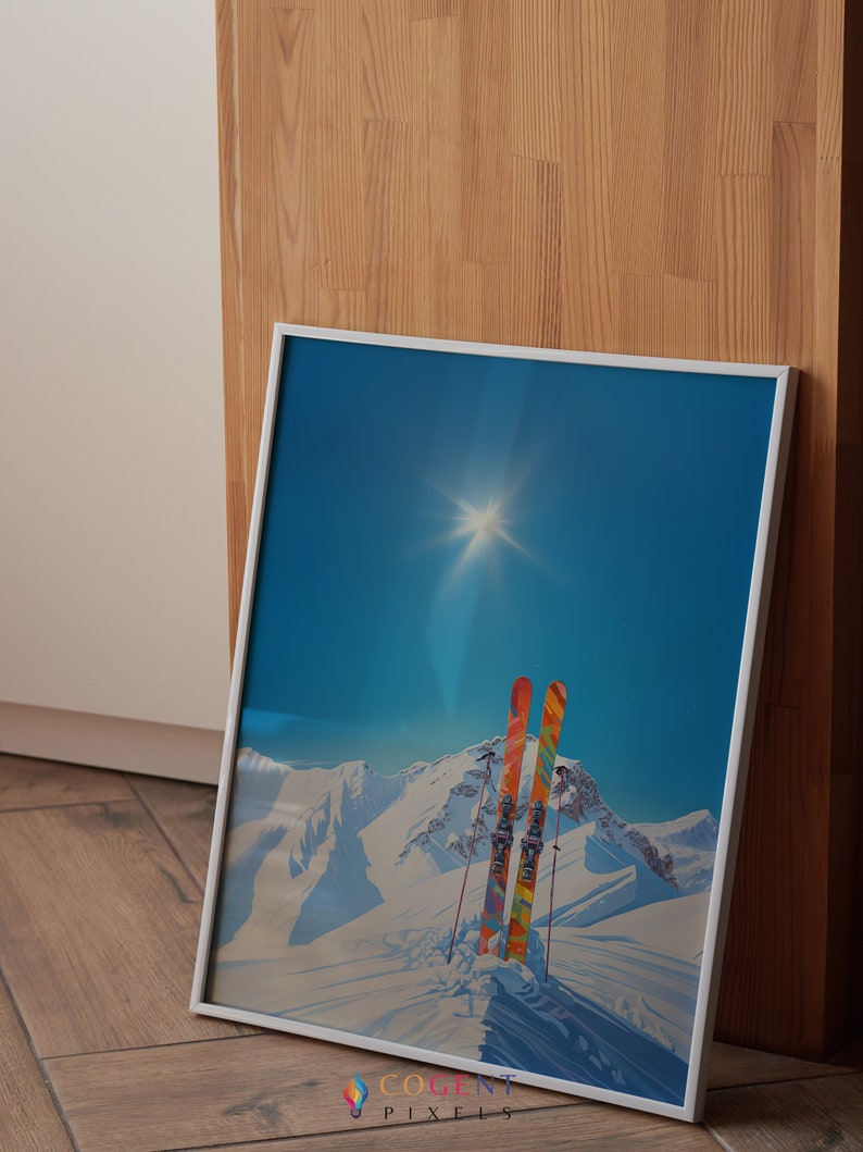 Multi Colour Ski in Snow Art | Women Skiers | Ski Poster | Retro Prints ...