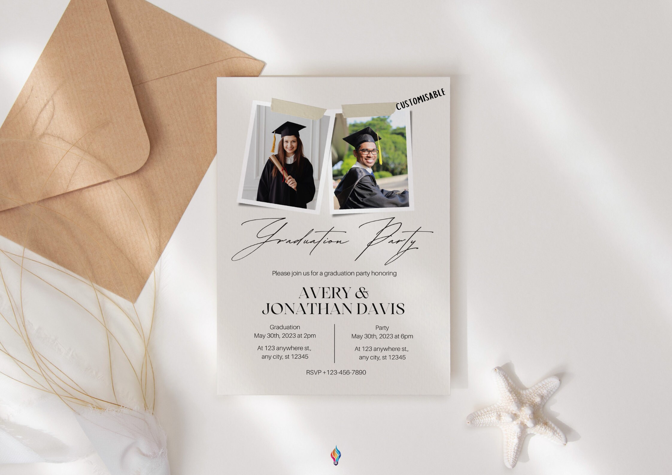Sibling Graduation Invitation | Printable High School or College Grad ...
