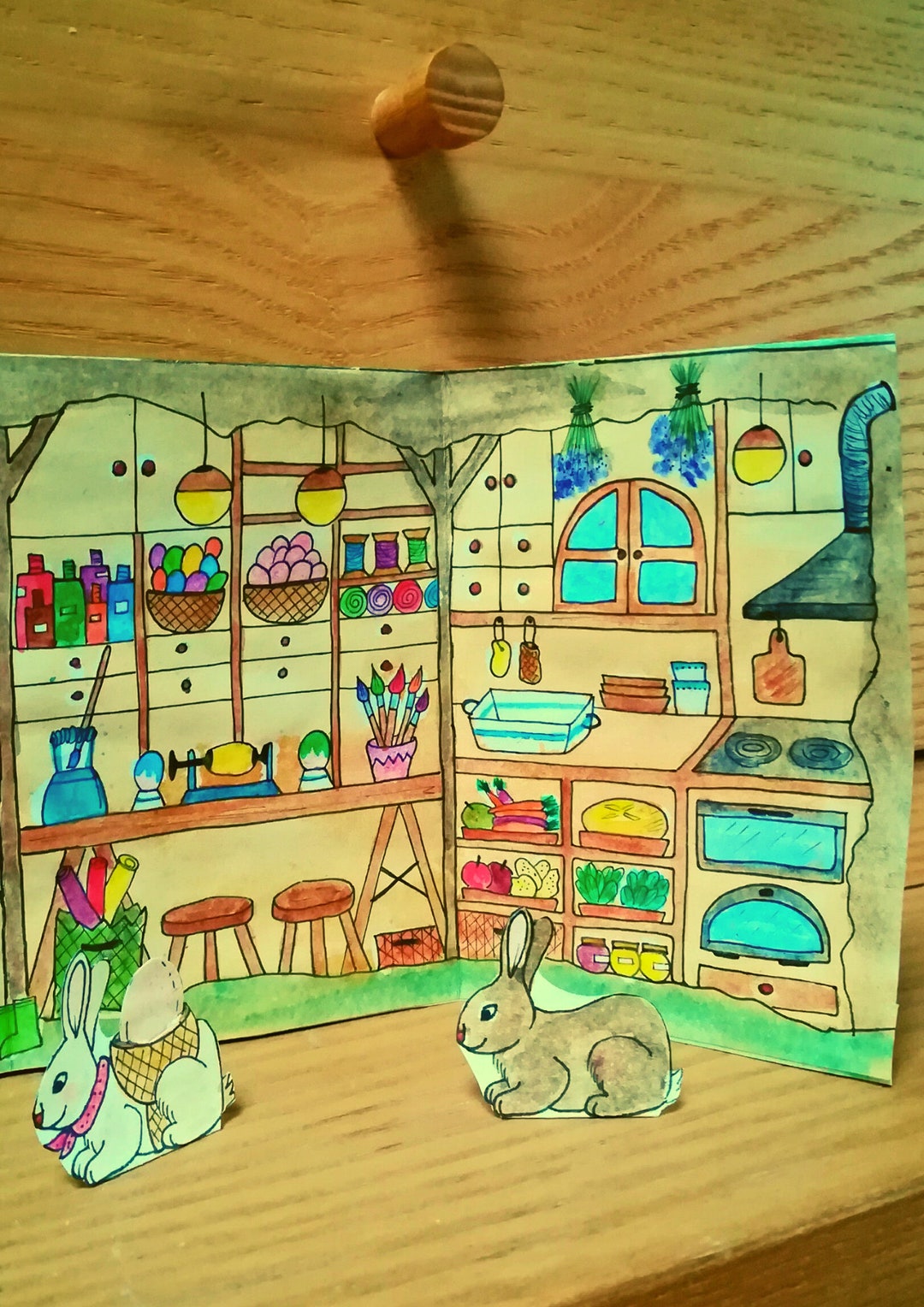 Bunny Paper House, Foldable, Printable, Coloring or Handpainted, Travel ...