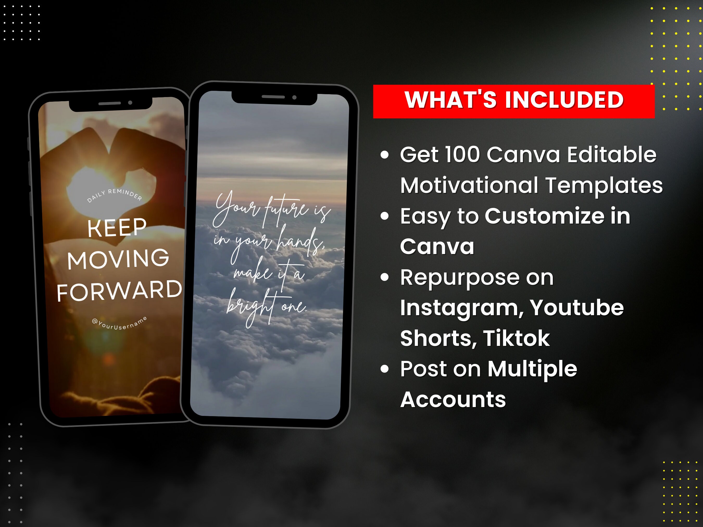 100 Instagram Video Reels Templates Motivational Reels Canva Editable ...