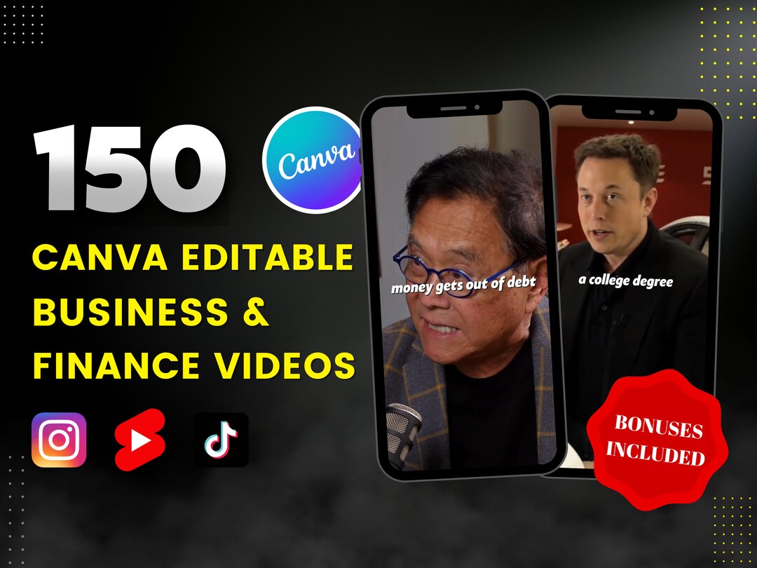 150 Canva Editable Business & Finance Motivational Videos (digital ...