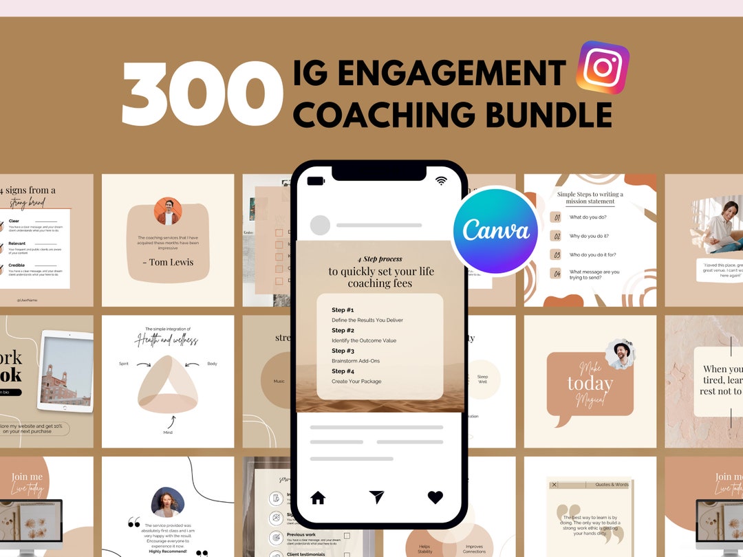PLR 300 Instagram Engagement Post Templates Bundle L PLR Canva ...