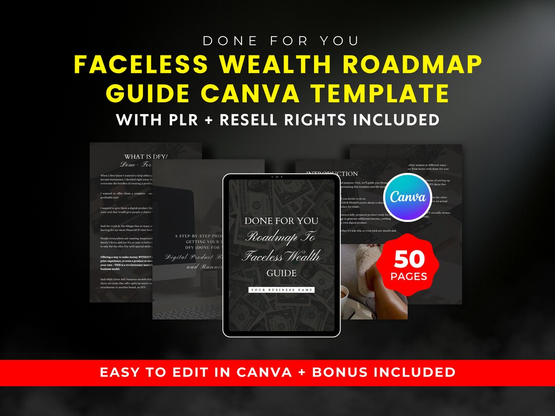 Faceless Wealth Guide: Canva Ebook Template With PLR + Reels Bundle - Etsy