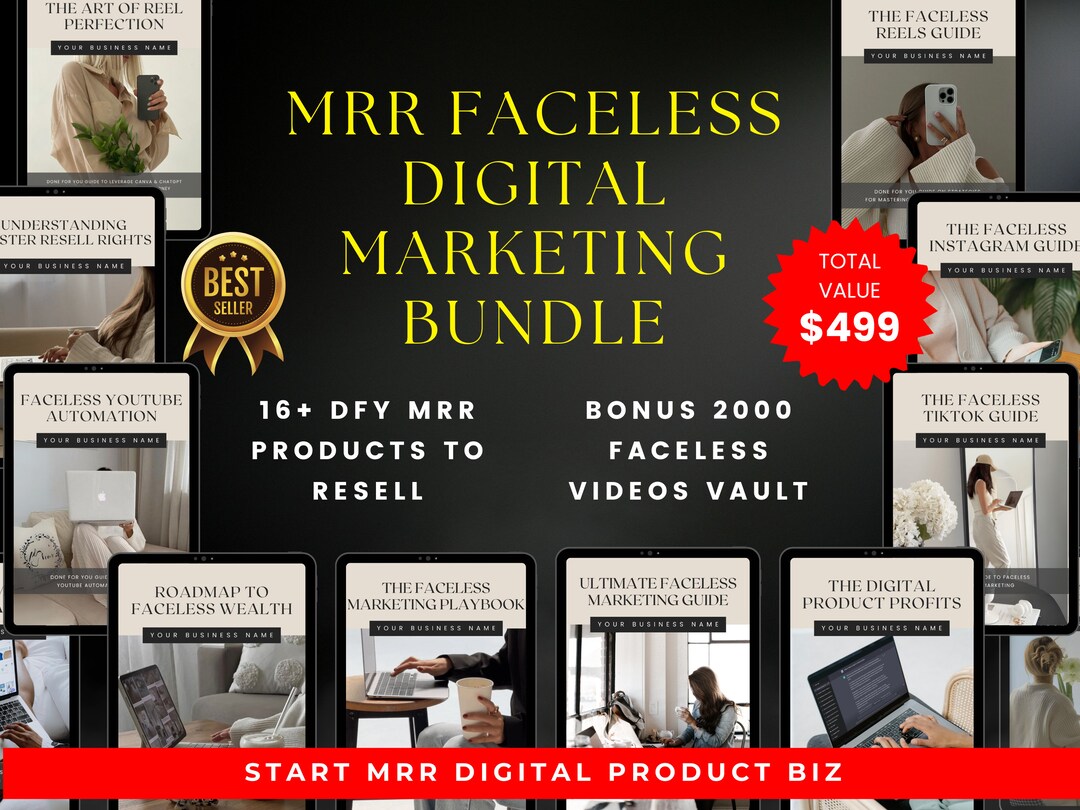 MRR Faceless Digital Marketing Bundle, 16 DFY Digital Product, 2000 ...