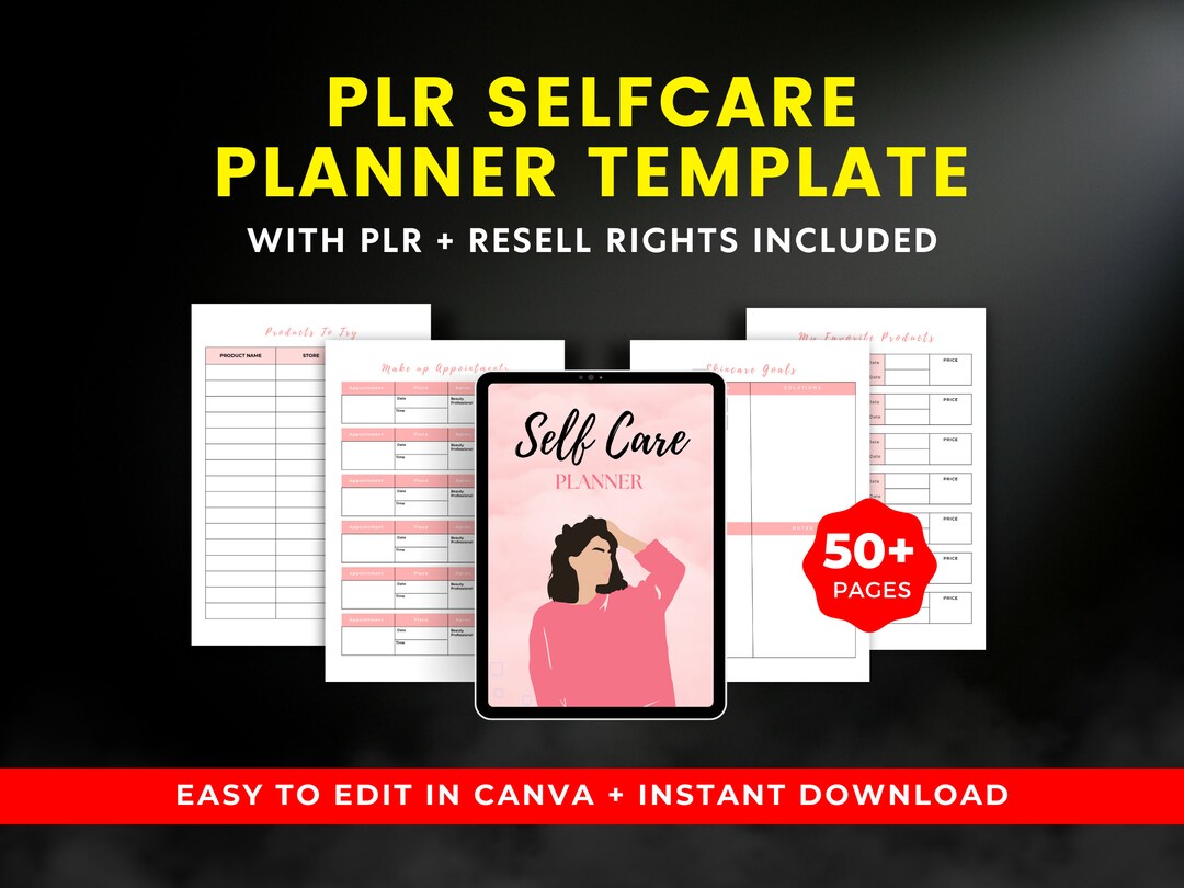 PLR Selfcare Planner Template L A4 Size L Pink Digital/printable ...