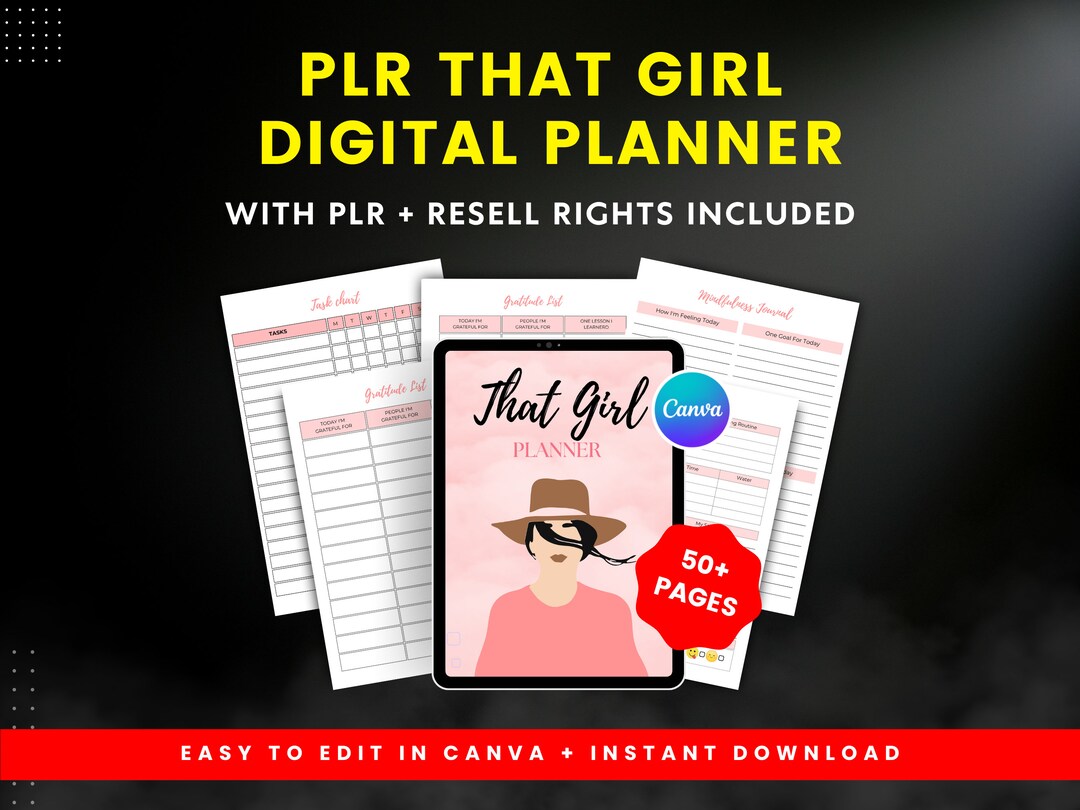 PLR That Girl Digital Planner 2024 L Canva Editable Planner Template L ...