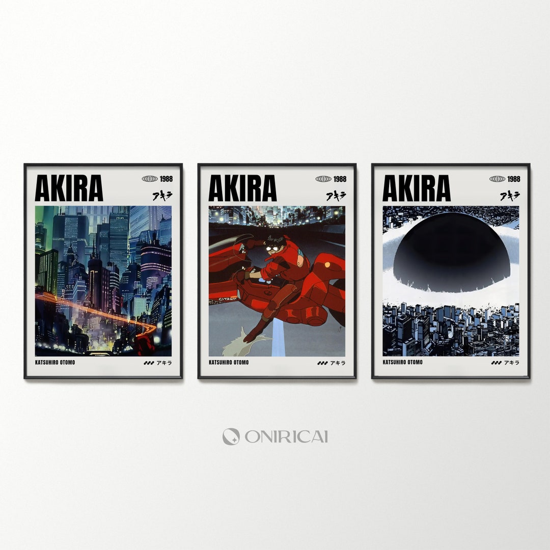 Akira Poster Set of 3 Iconic Scenes Anime Art Vintage 80s Manga Print ...