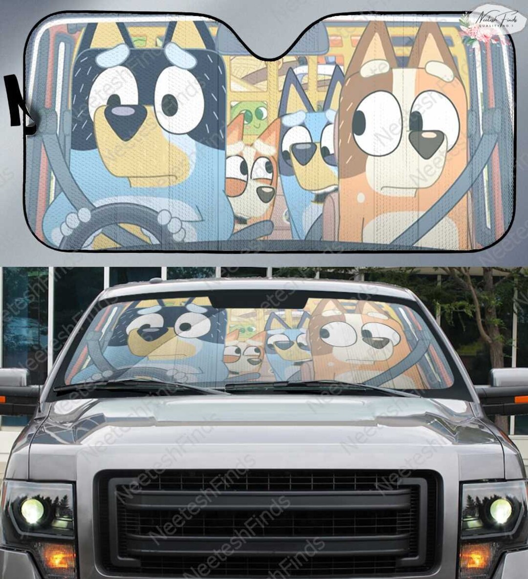 Bluey Car Sunshade Funny Bluey Sunshade Bluey Car - Etsy