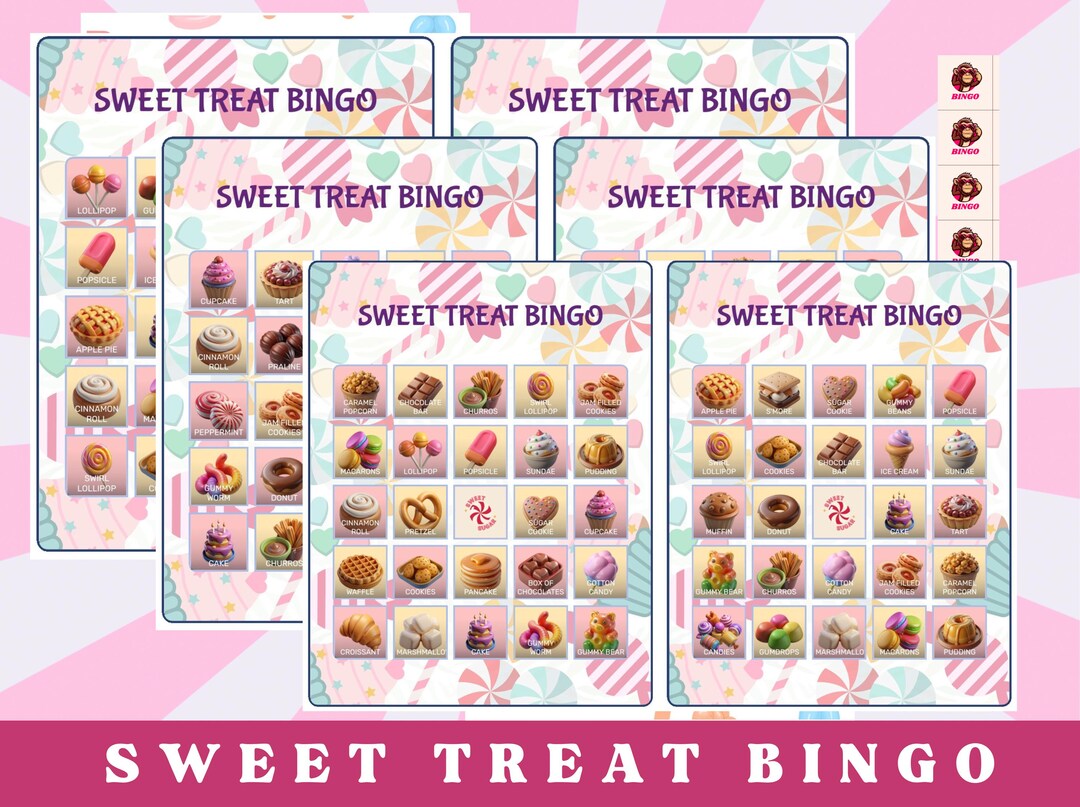 Sweet Treats Bingo, Candy Bingo, 80 Printable Candy Bingo Cards, Candy ...