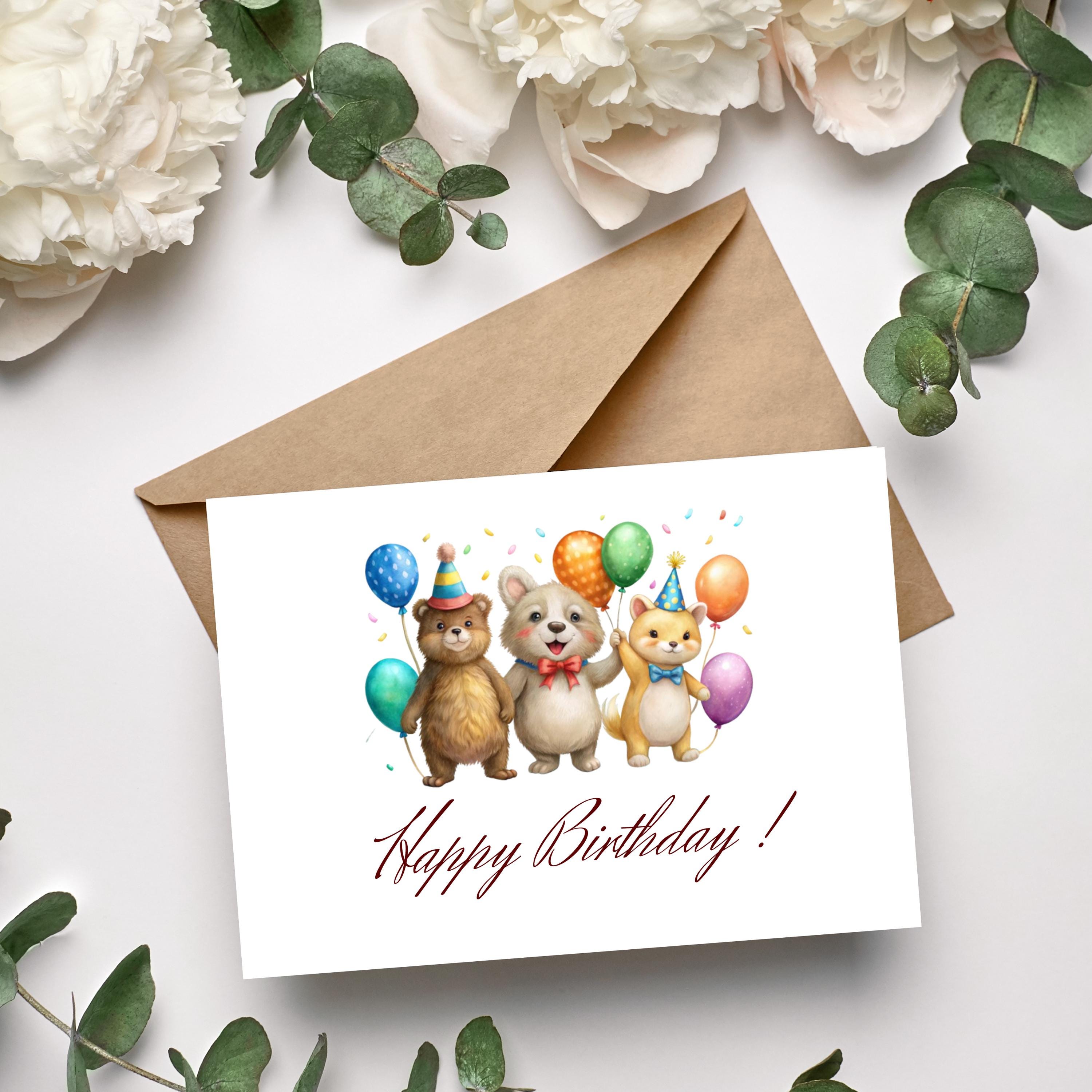 Happy Birthday Printable Cute Animals Card | Digital Download | Happy ...