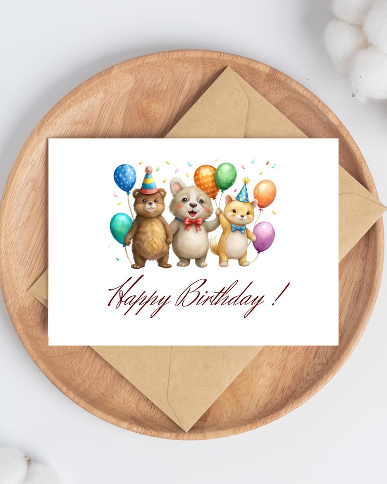 Happy Birthday Printable Cute Animals Card | Digital Download | Happy ...