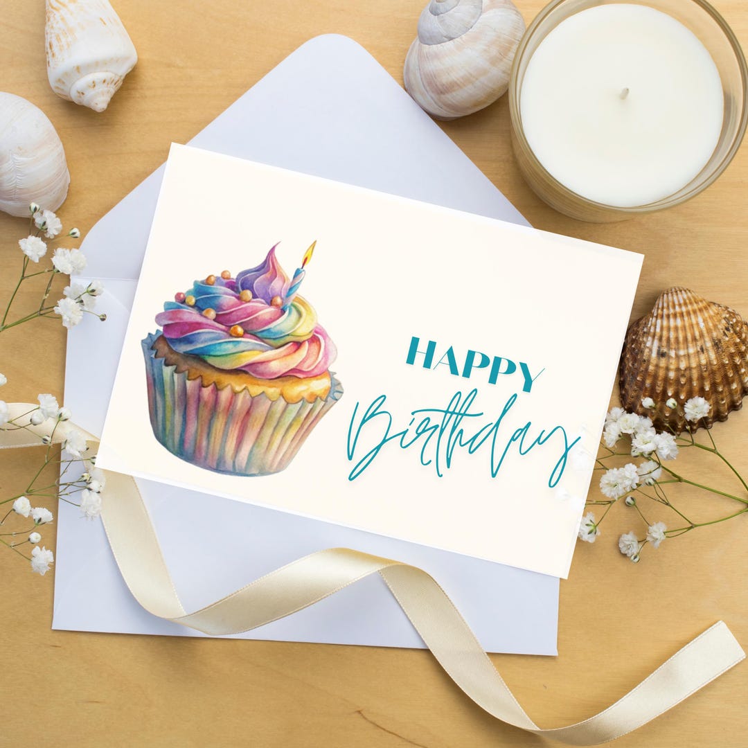 Happy Birthday Card, Digital Download Printable Birthday Card Featuring ...