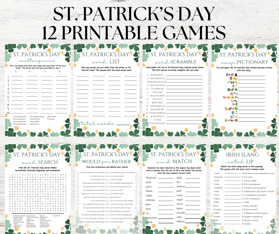Simple St Patricks Day Games Printable St Patrick's Day Games St ...