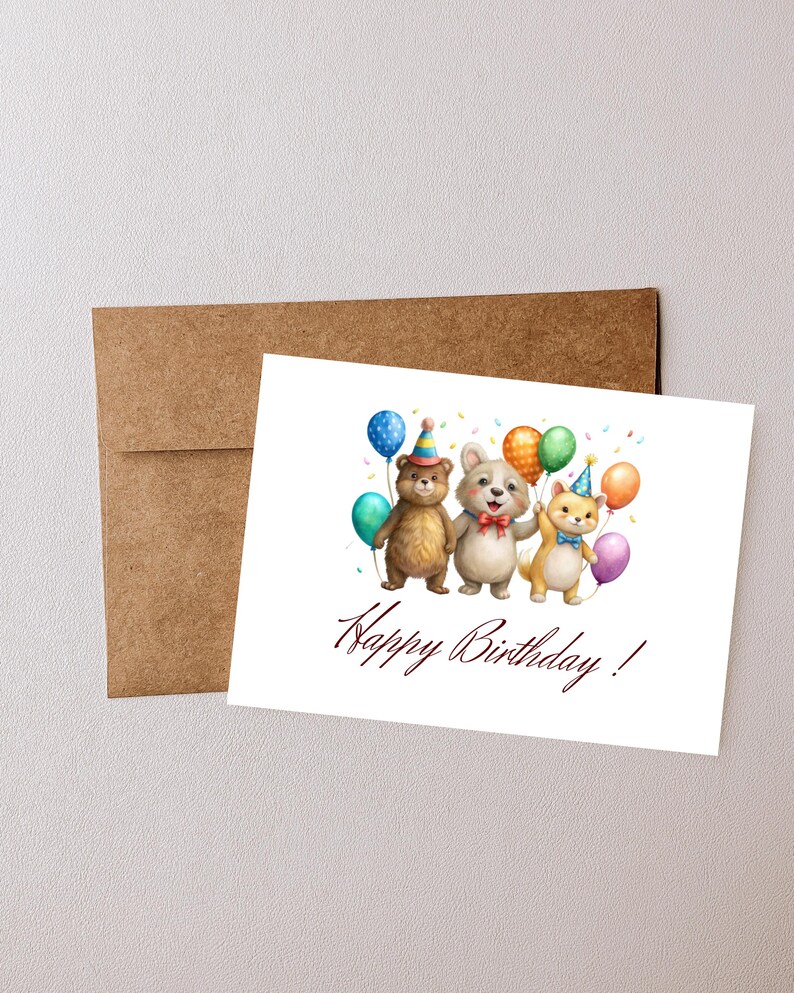 Happy Birthday Printable Cute Animals Card | Digital Download | Happy ...