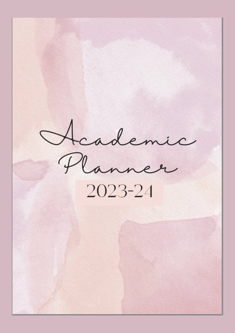 Academic Planner in Pink Watercolour - Etsy
