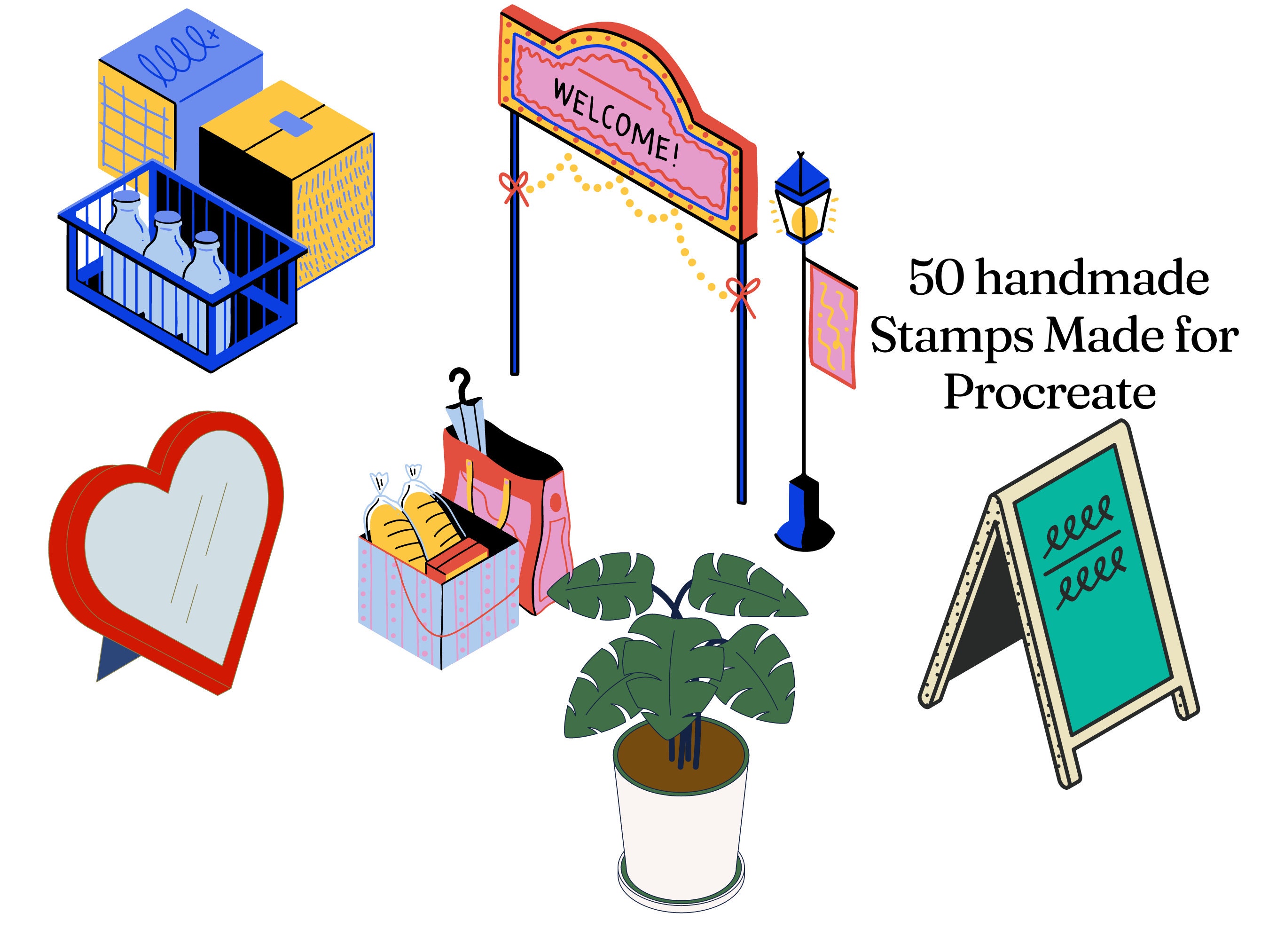 Home, Office & Shop Isometric Procreate Stamp, Isometric Vector ...