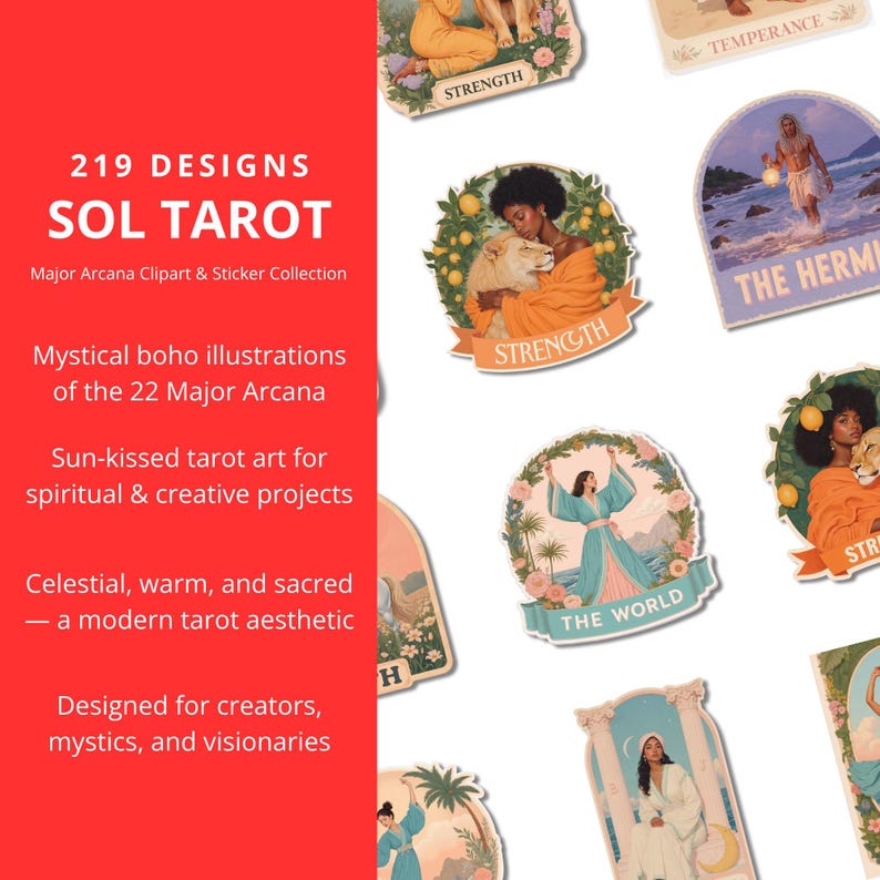 The Sol Tarot Major Arcana Clipart Set | Mystical Tarot Stickers ...