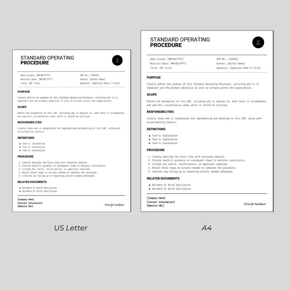 Minimalist Standard Operating Procedure (SOP) Template for Canva ...