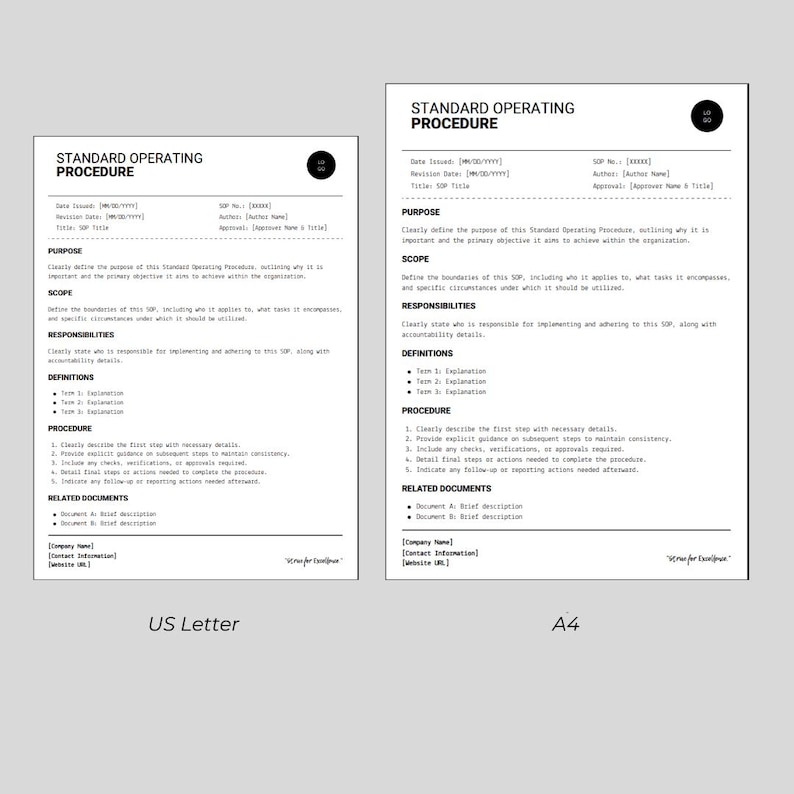Minimalist Standard Operating Procedure (SOP) Template for Canva ...