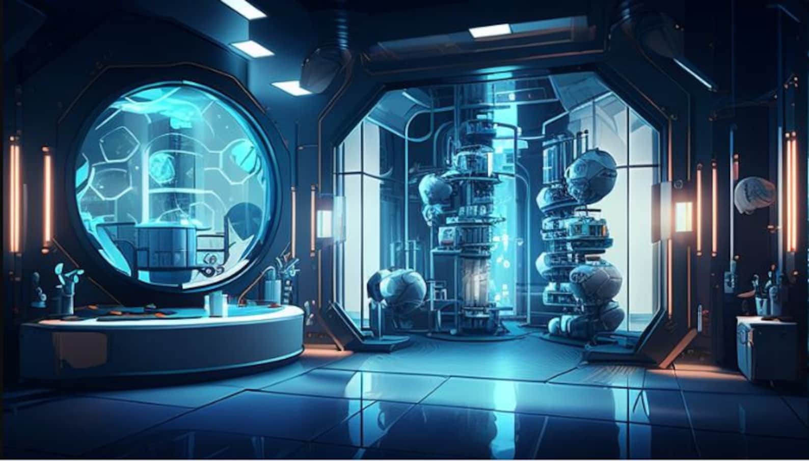 Futuristic Lab Dreams - Virtual Background of a High-tech Laboratory to ...