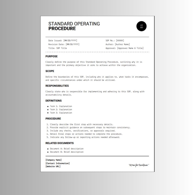 Minimalist Standard Operating Procedure (SOP) Template for Canva ...