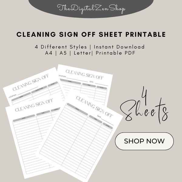 Printable Cleaning Sign off Sheet - Etsy UK