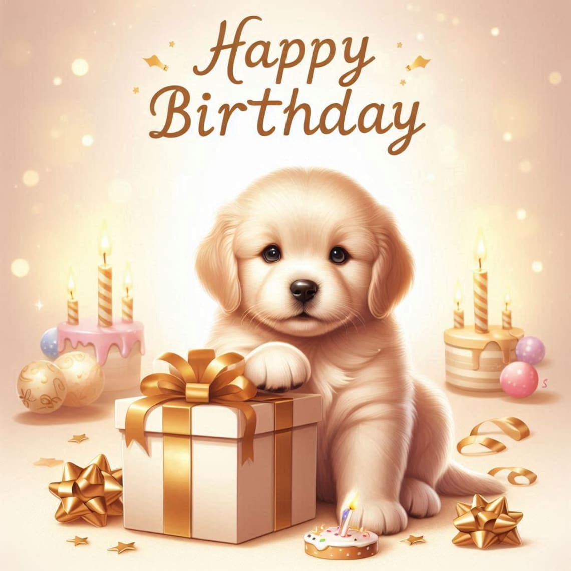 Adorable Golden Retriever Puppy Birthday Cards - Perfect for Dog Lovers ...