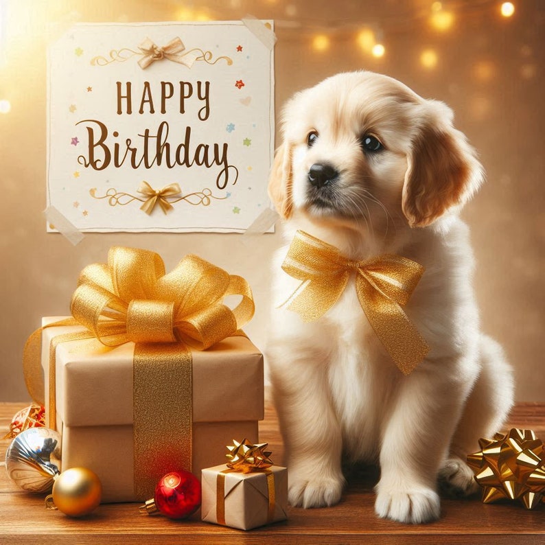 Adorable Golden Retriever Puppy Birthday Cards - Perfect for Dog Lovers ...
