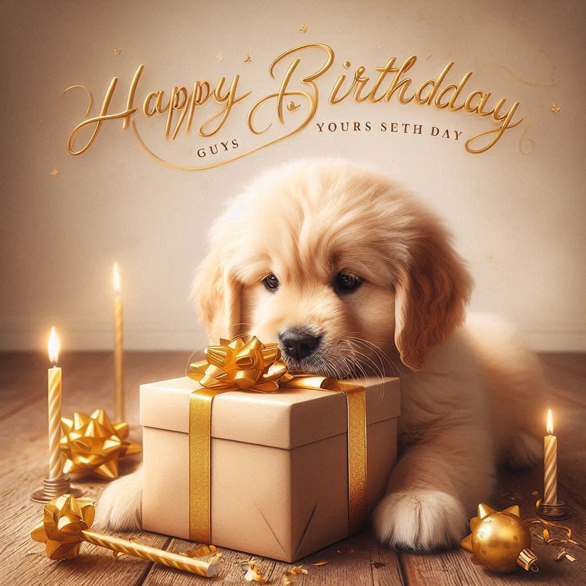Adorable Golden Retriever Puppy Birthday Cards Perfect for Dog Lovers ...
