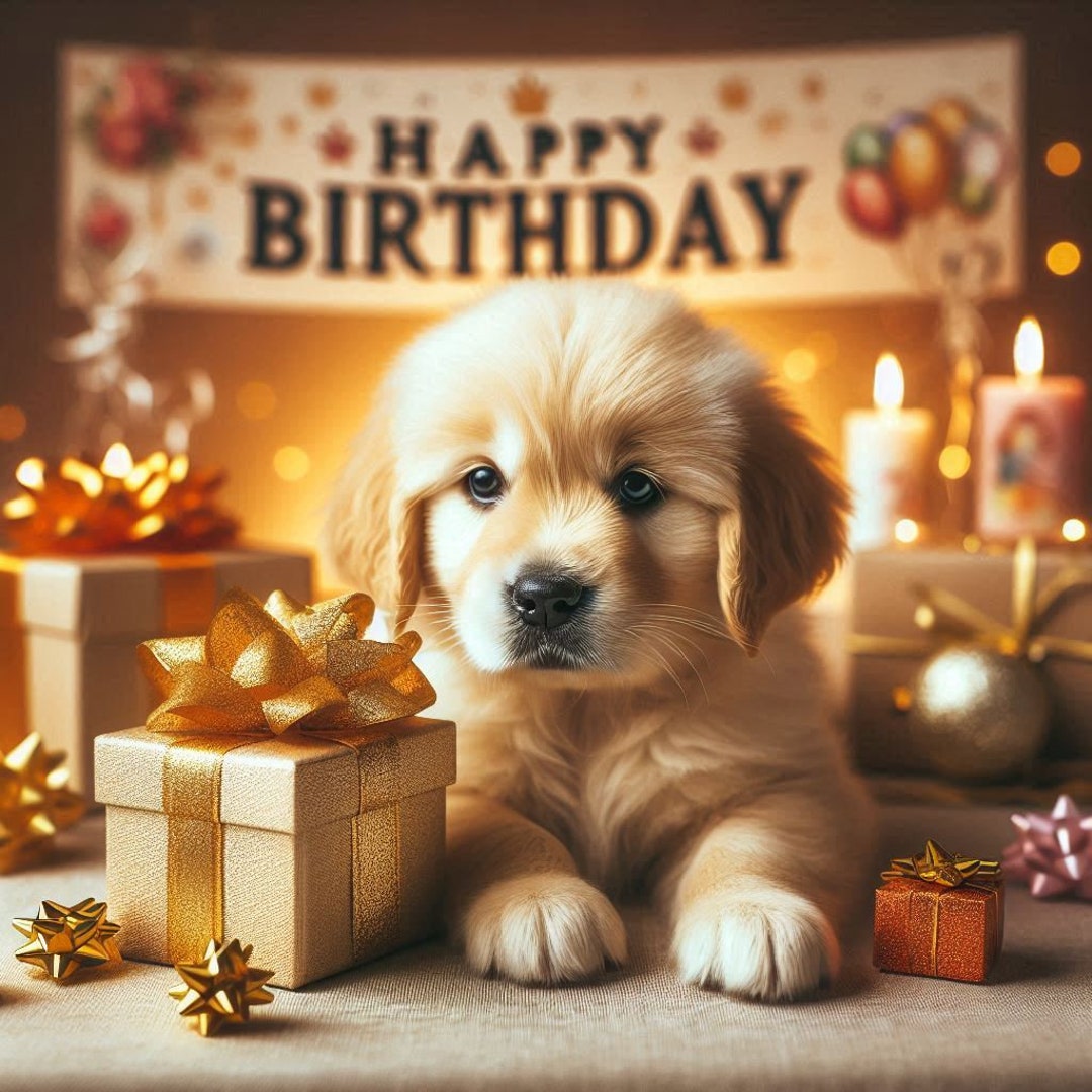 Adorable Golden Retriever Puppy Birthday Cards - Perfect for Dog Lovers ...