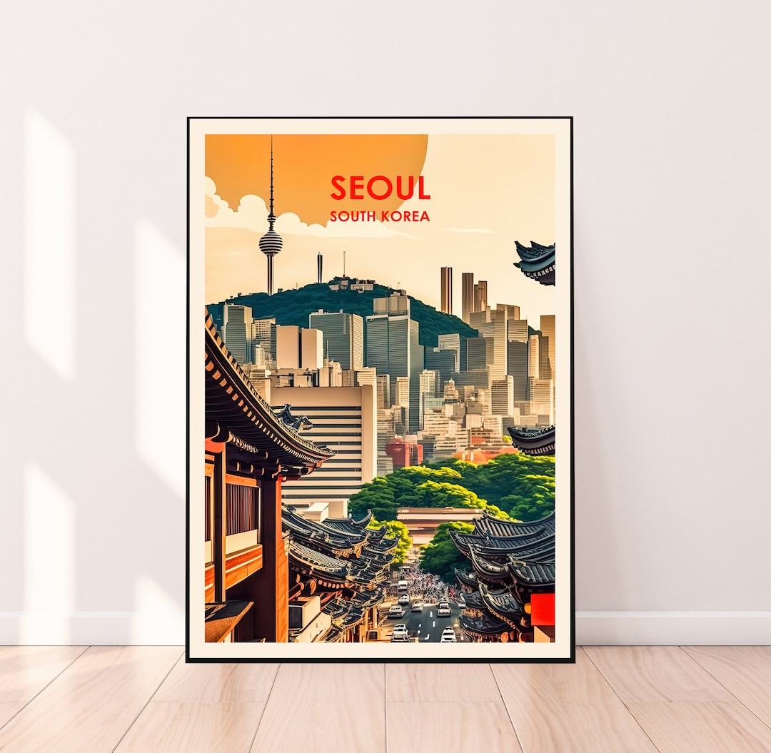 Seoul Travel Poster, Seoul Print, Seoul Poster, South Korea Painting ...